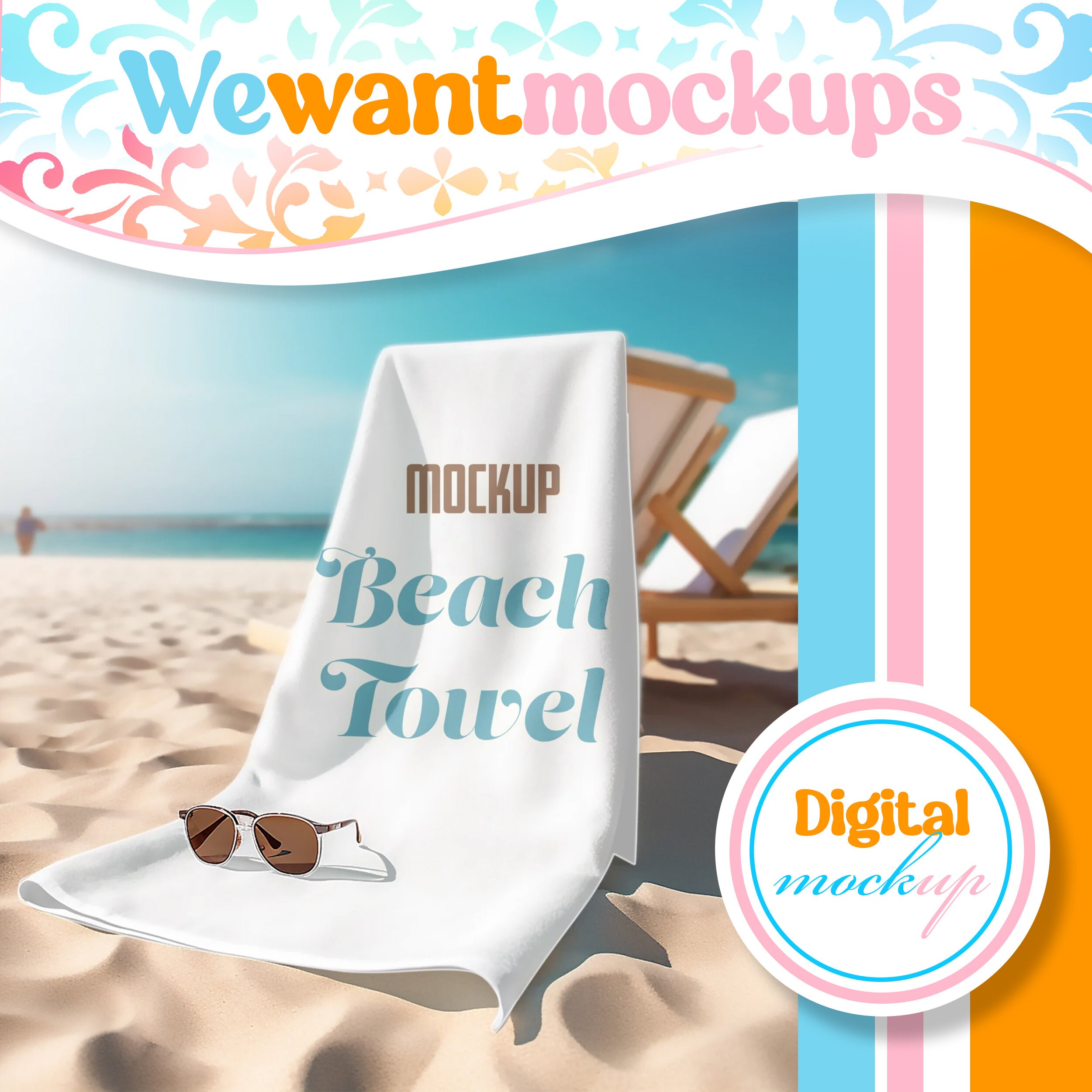 Dye Sublimation Beach Towel Mockup for Canva - Etsy