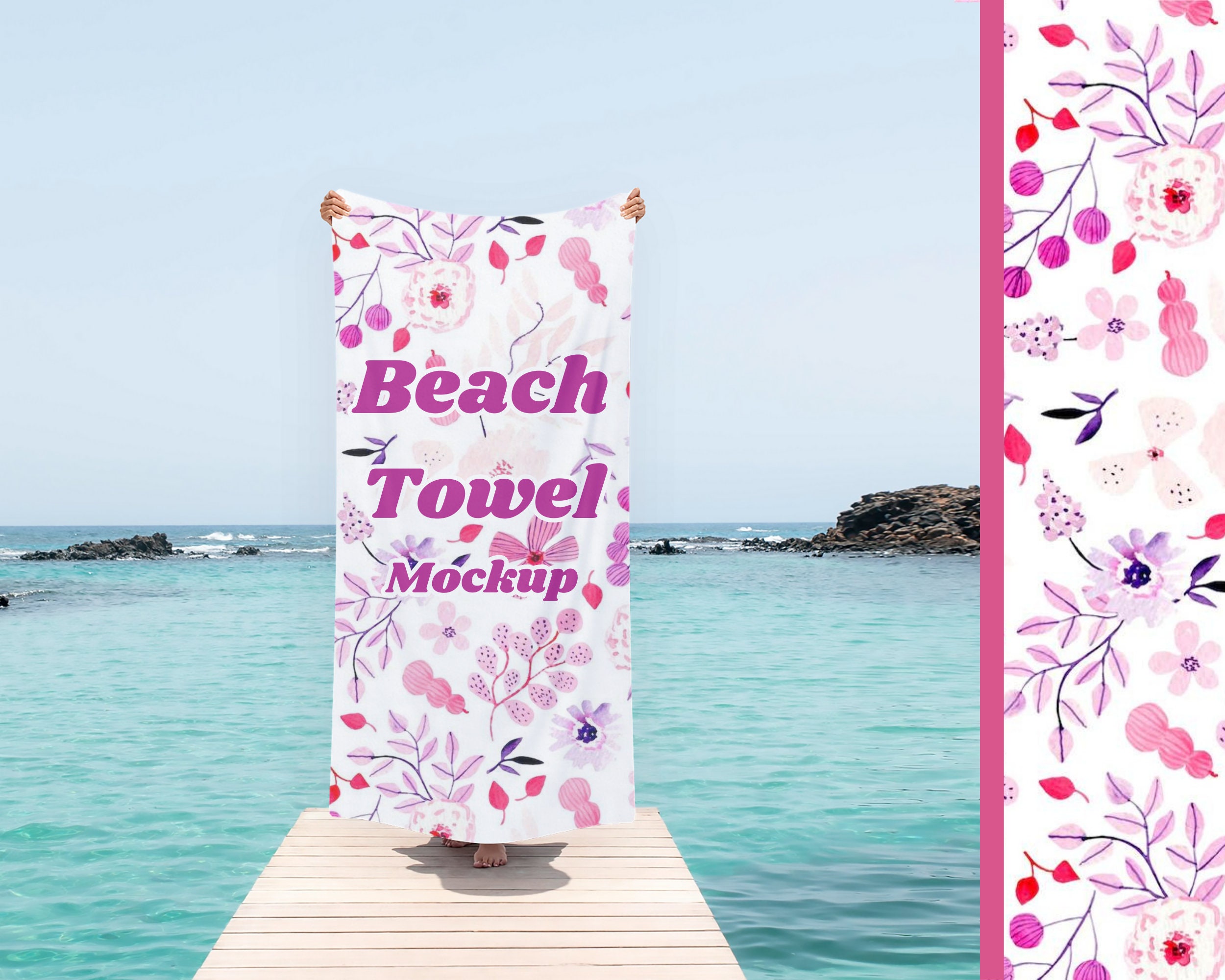PSD Beach Towel Mockup Rectangular 30x60 Beach Towel - Etsy
