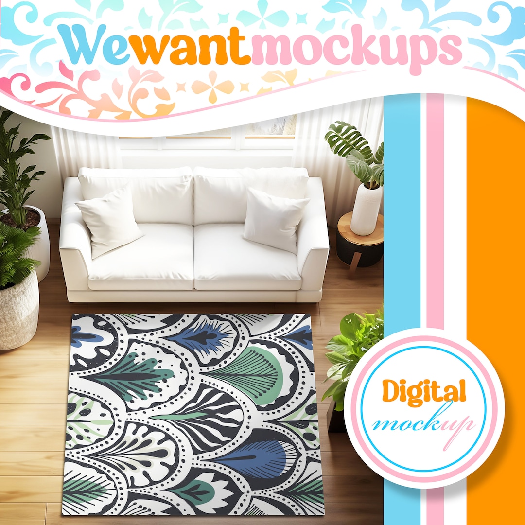 8 Ft X 10 Ft Novelty Area Rug Mockup for Canva, Minimalistic Carpet ...