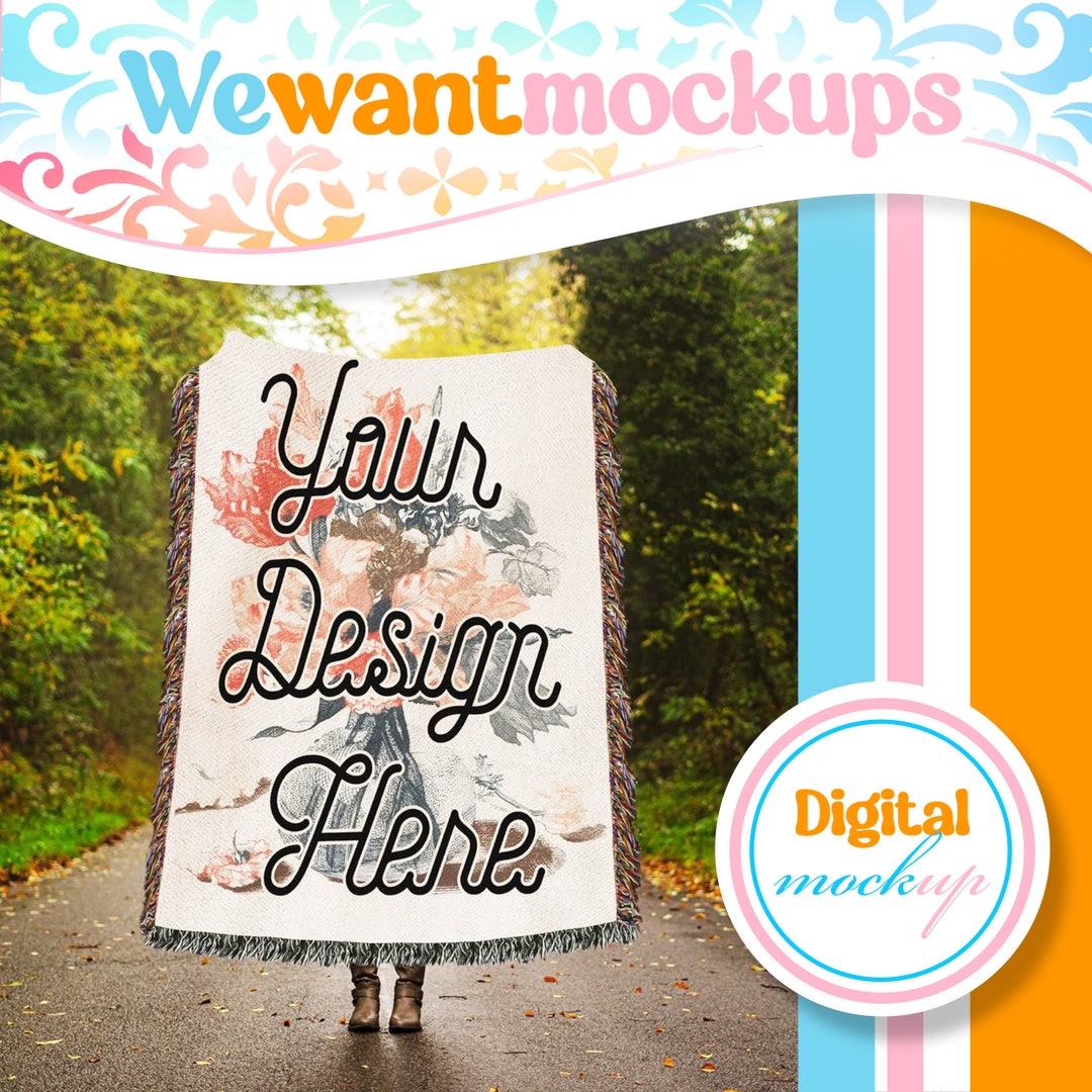 Mock up of Woven Cotton Jacquard Blanket, Woven Throw Blanket Mock Up ...