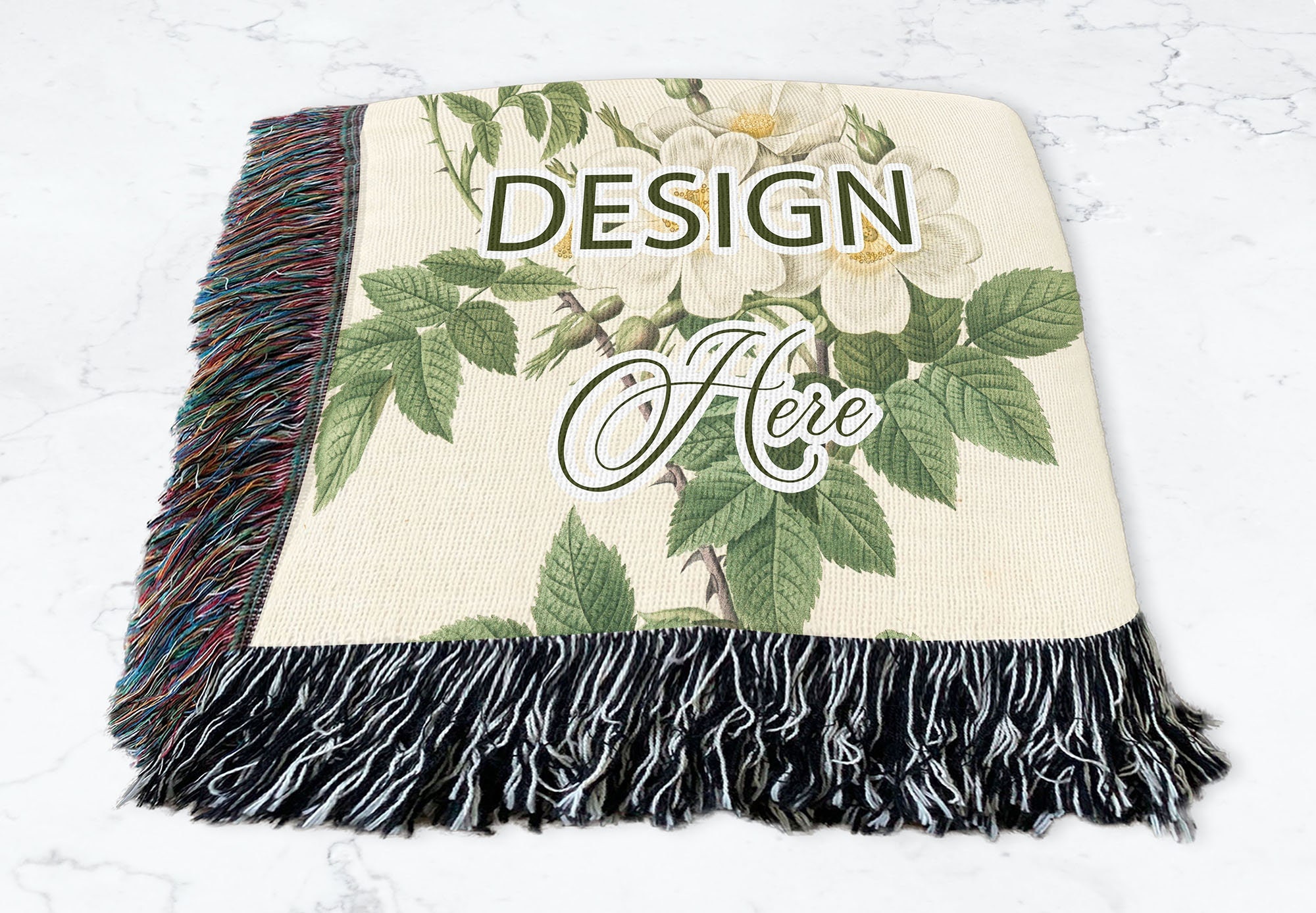 Folded Woven Throw Blanket Mock Up, Photoshop Template Mock up Smart ...