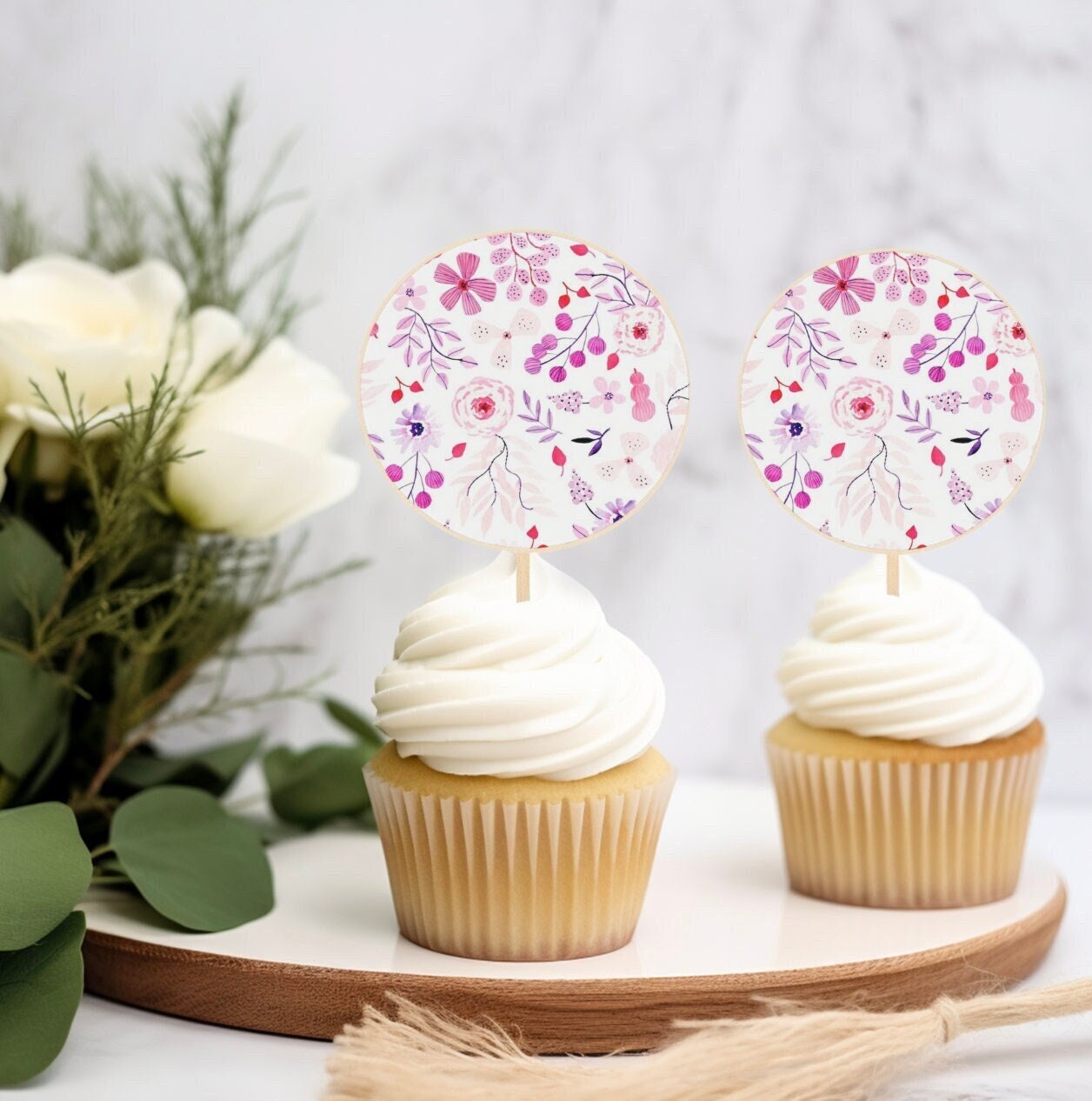 Blank White Cupcake Topper Mockup Sublimation Canva PNG Overlay Mockup ...