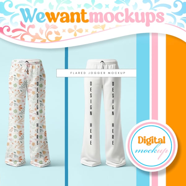 Flared Sweatpants Mockup - Etsy