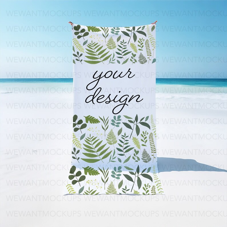 Beach Towel Mockup Rectangular 30x60 Beach Towel Template Custom Design ...