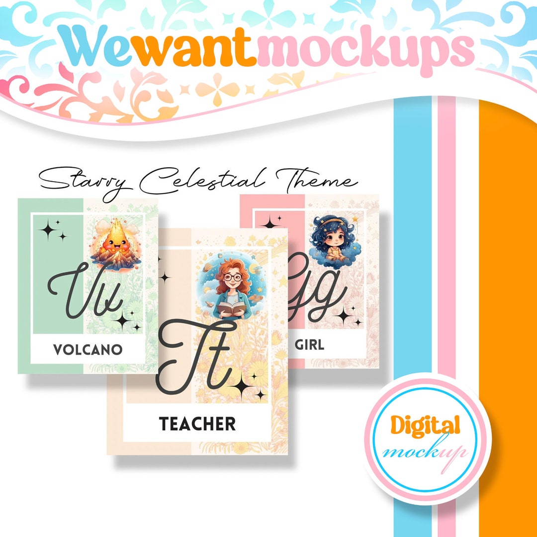 Alphabet Posters With Celestial Boho Pastel Tarot Theme, Digital ...