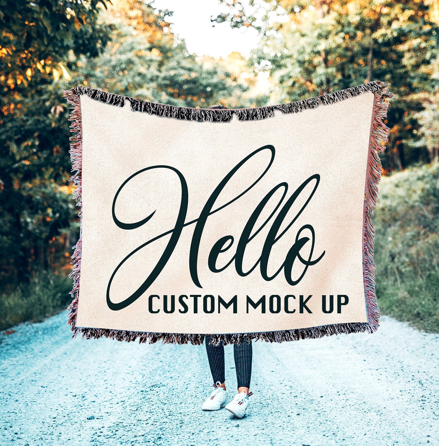 Horizontal Woven Blanket Tapestry Mock Up, Woven Throw Blanket Mock Up ...