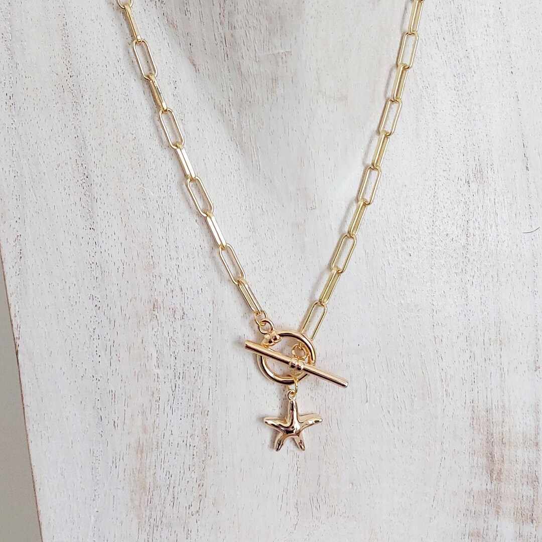 Necklace Gilded With 24k Fine Gold, T-shaped Clasp, Rectangle Mesh ...