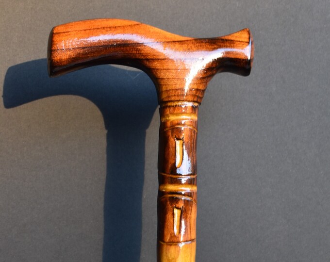 Wood Walking Cane Classic Cherry Wood Handmade Rare Finding Gift Idea ...