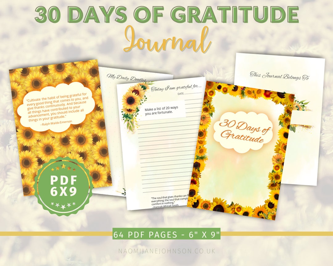 30 Days of Gratitude, Printable Gratitude Journal PDF, Undated, 6x9 ...
