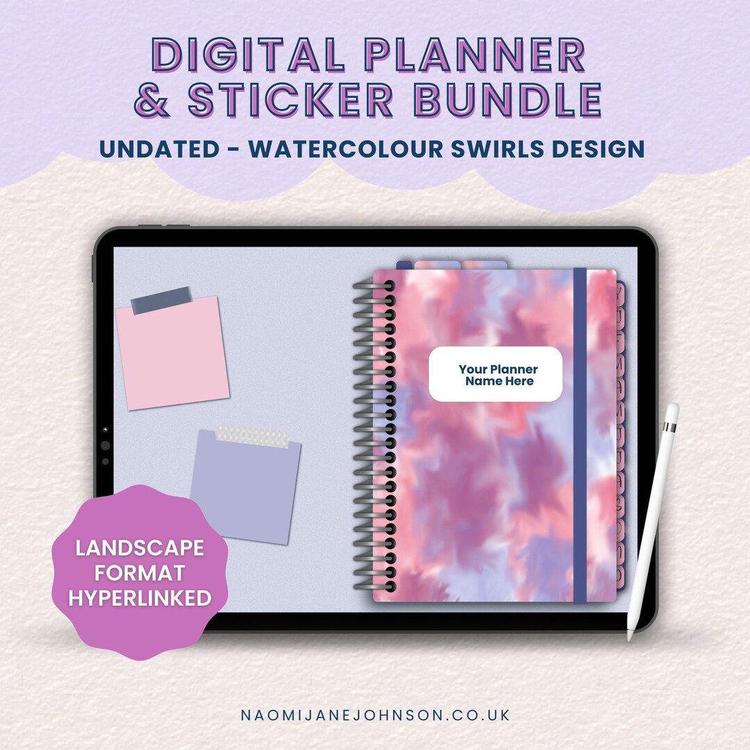 Digital Planner and Sticker Bundle, Digital Undated Planner, Digital ...