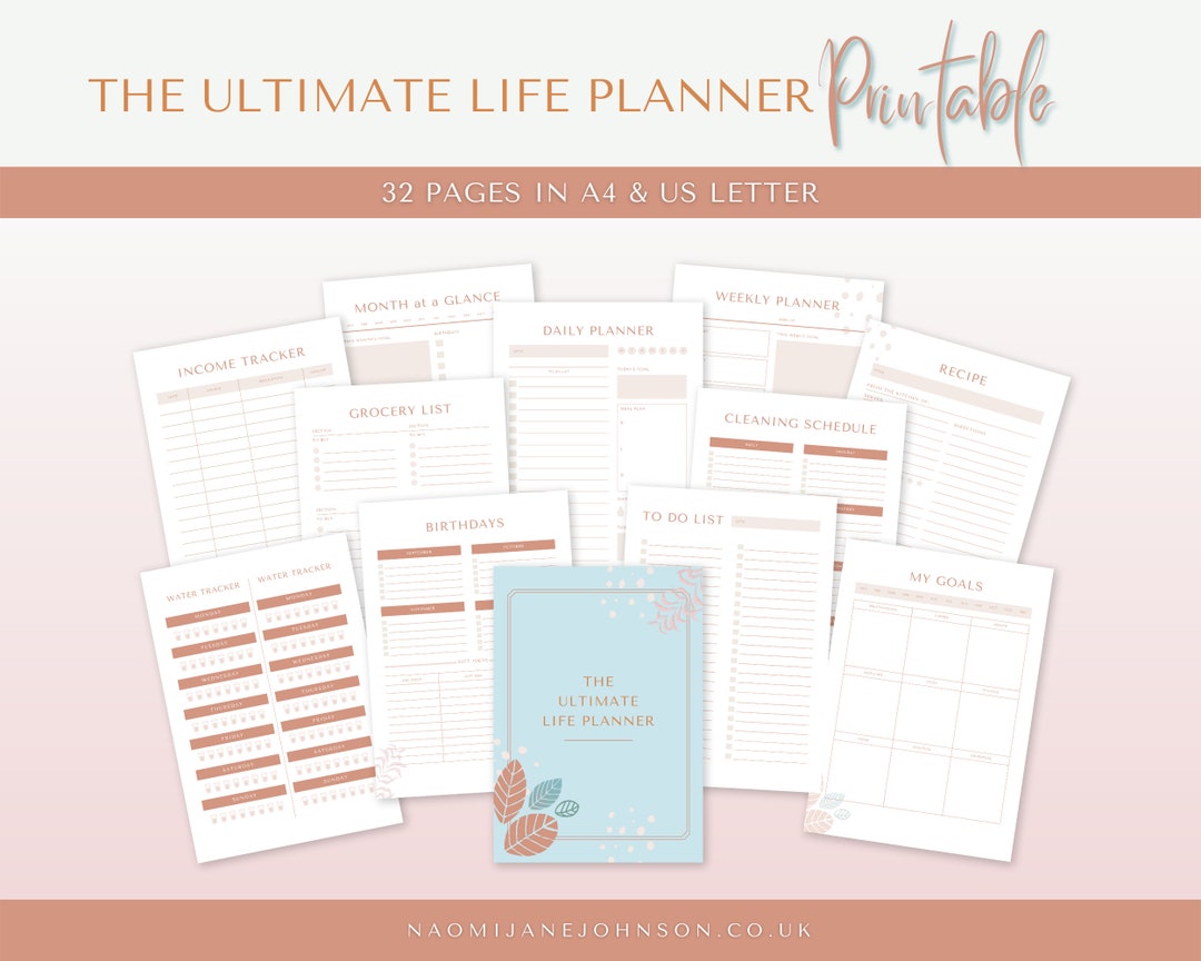 Ultimate Life Planner Printable | Undated Planner Inserts | Home ...