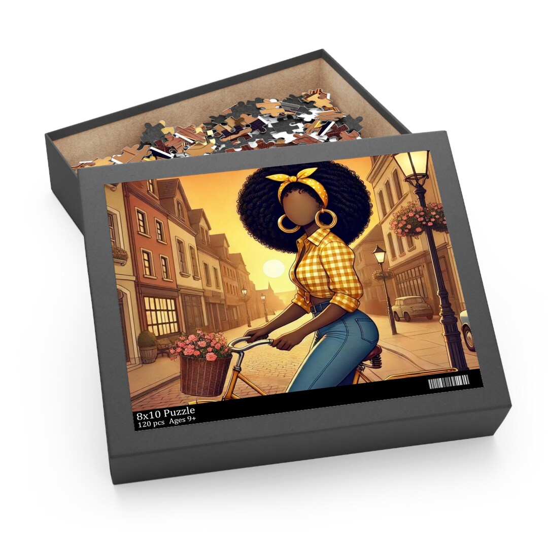 Bicycling Beauty Jigsaw Puzzle | Black Girl Puzzle | Black Woman Puzzle ...