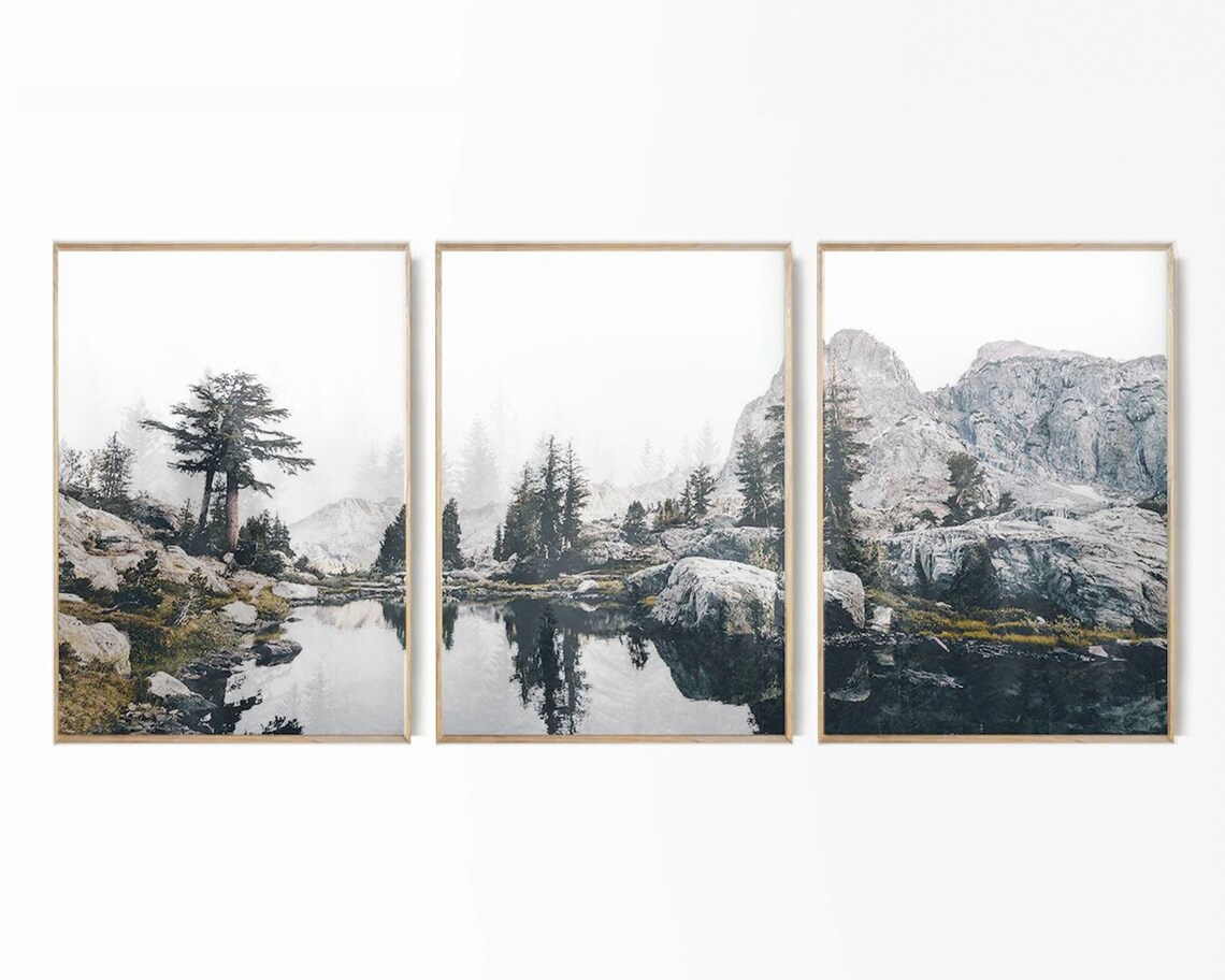 Lake Print Set of 3 Print Mountains River Nature High Quality | Etsy