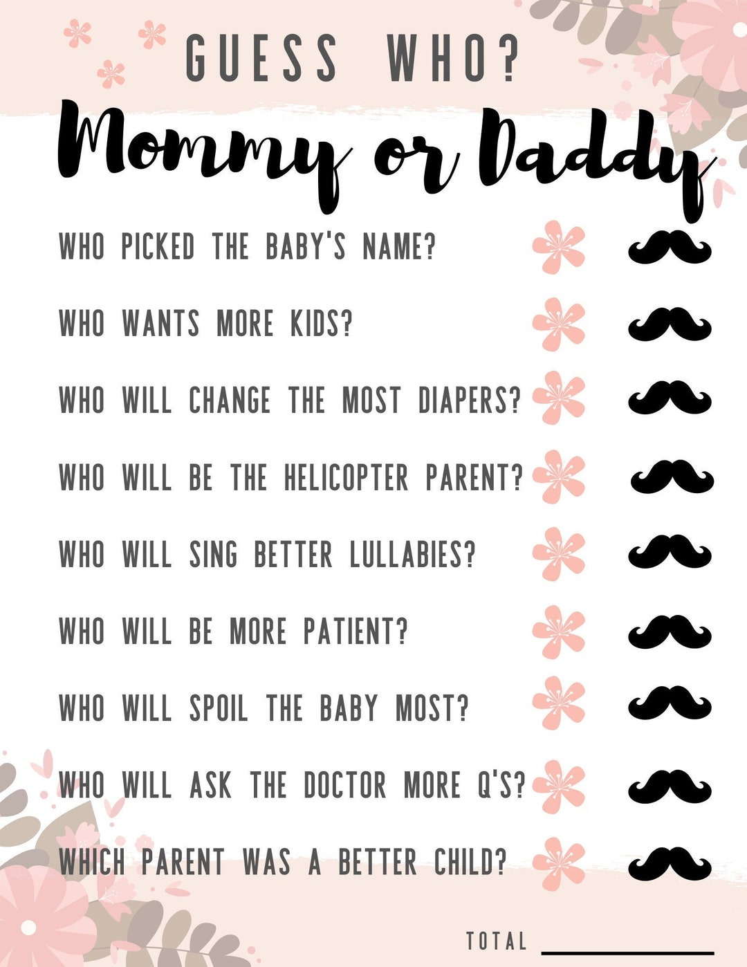 Guess Who Mom or Dad Baby Shower Game Printable Baby Shower - Etsy