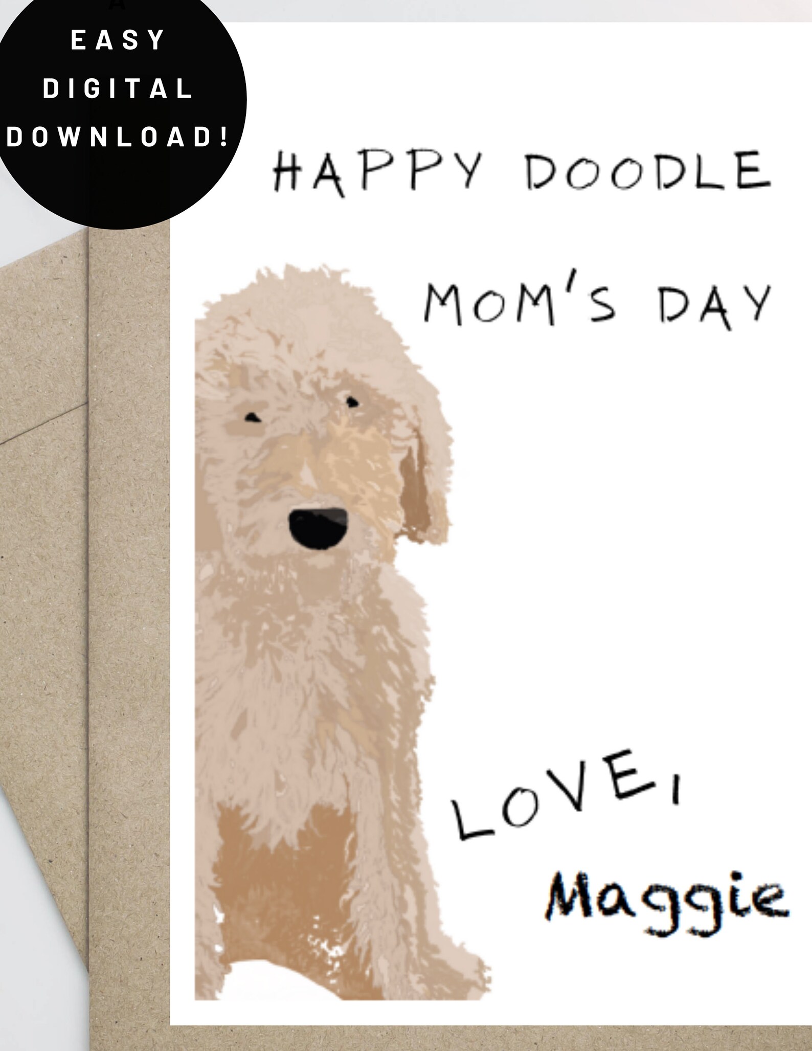 Doodle Editable Mom's Day Card. | Doodle Mom Gifts | Dog Lover Gifts ...