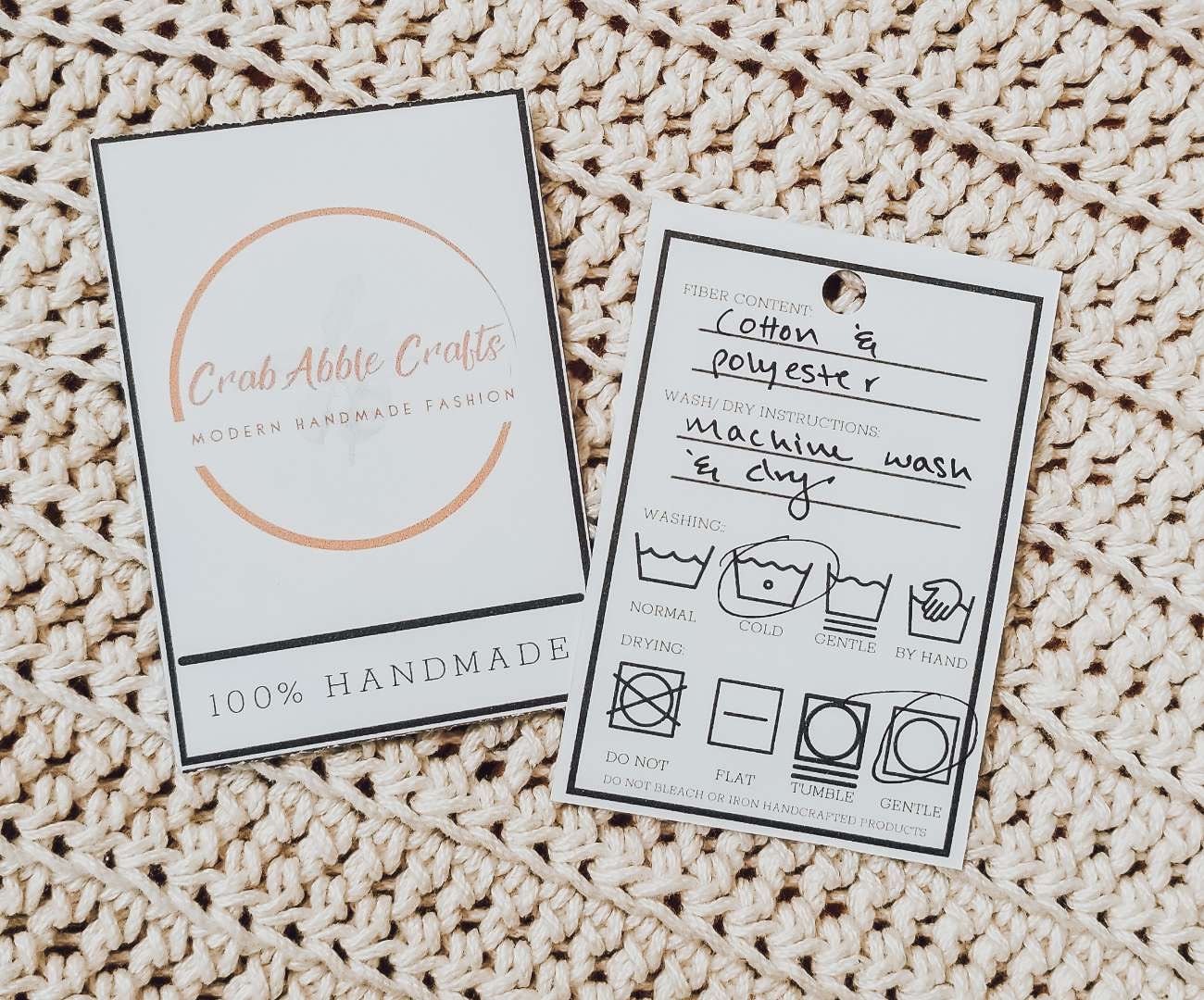 Crochet Labels / Knit Care Labels. EDITABLE and PRINTABLE Make Your ...