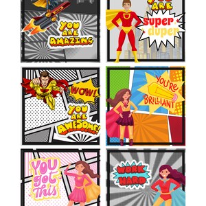 Super Hero Positivity Note Cards for Kids, Affirmation, Inspirational ...