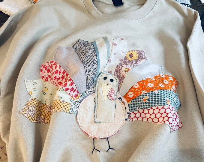 PREORDER, Handmade Ladies Turkey Sweatshirt, Salvaged, Repurposed ...