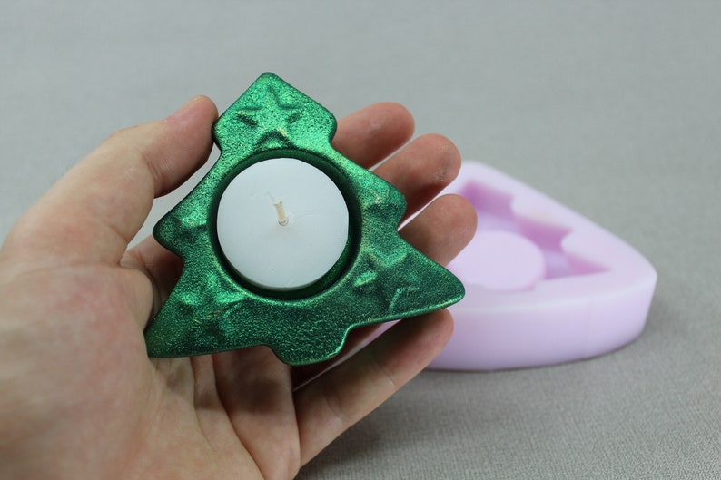 Snowflake Candle Holder Mold Silicone Pine Tree Candle - Etsy
