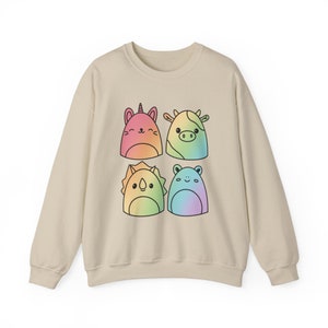 Squishmallow Sweatshirt Cute Squishmallow Sweatshirt Rainbow ...