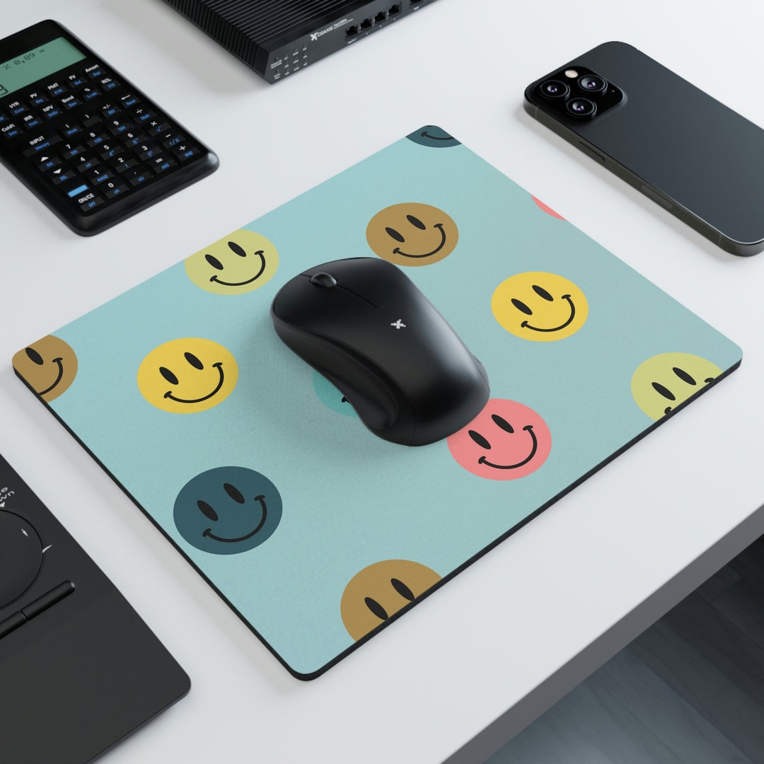 Copy of Blue Smiley Face Pastel Patterned Mouse Pad, Rectangular Mouse ...