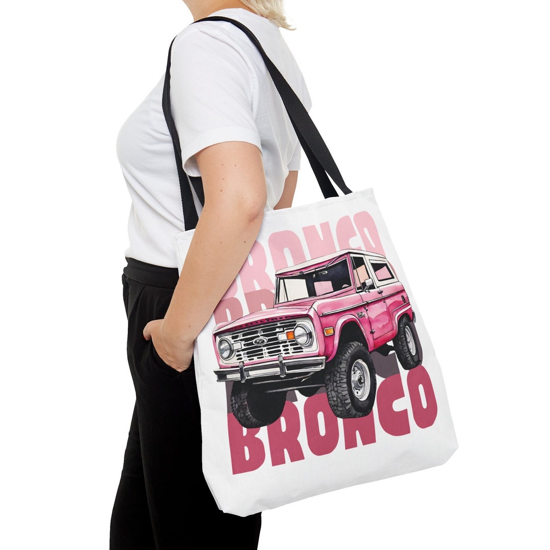 Ford Bronco Tote Bag, Pink Ford Bronco Reusable Bag, Retro Ford Bronco ...