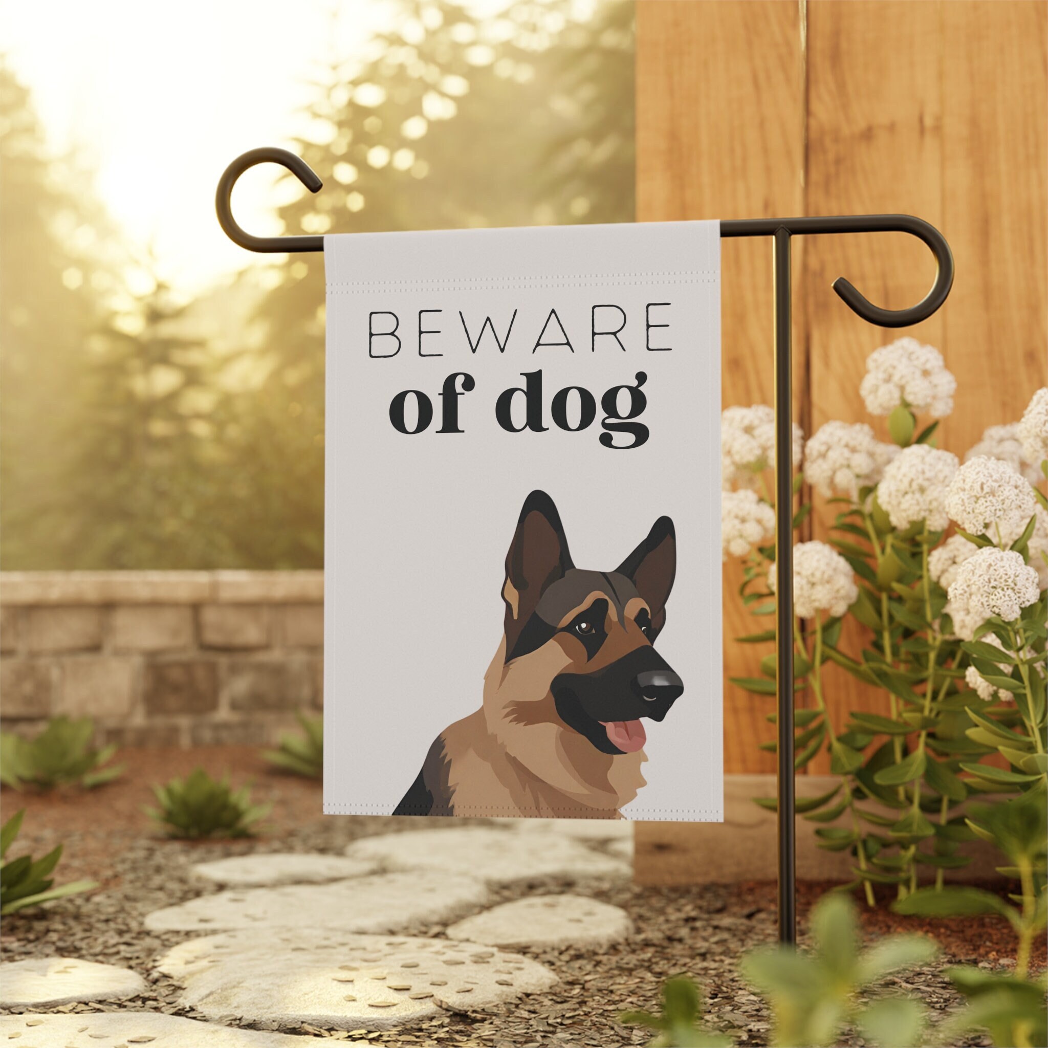 German Shepard Garden Flag Beware of Dog Garden Flag Boho Dog Garden ...
