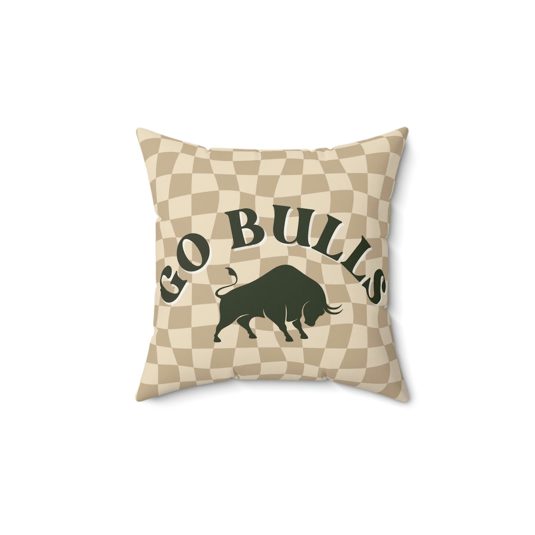 Retro Checkered USF Go Bulls Square Pillow insert and Cover University ...