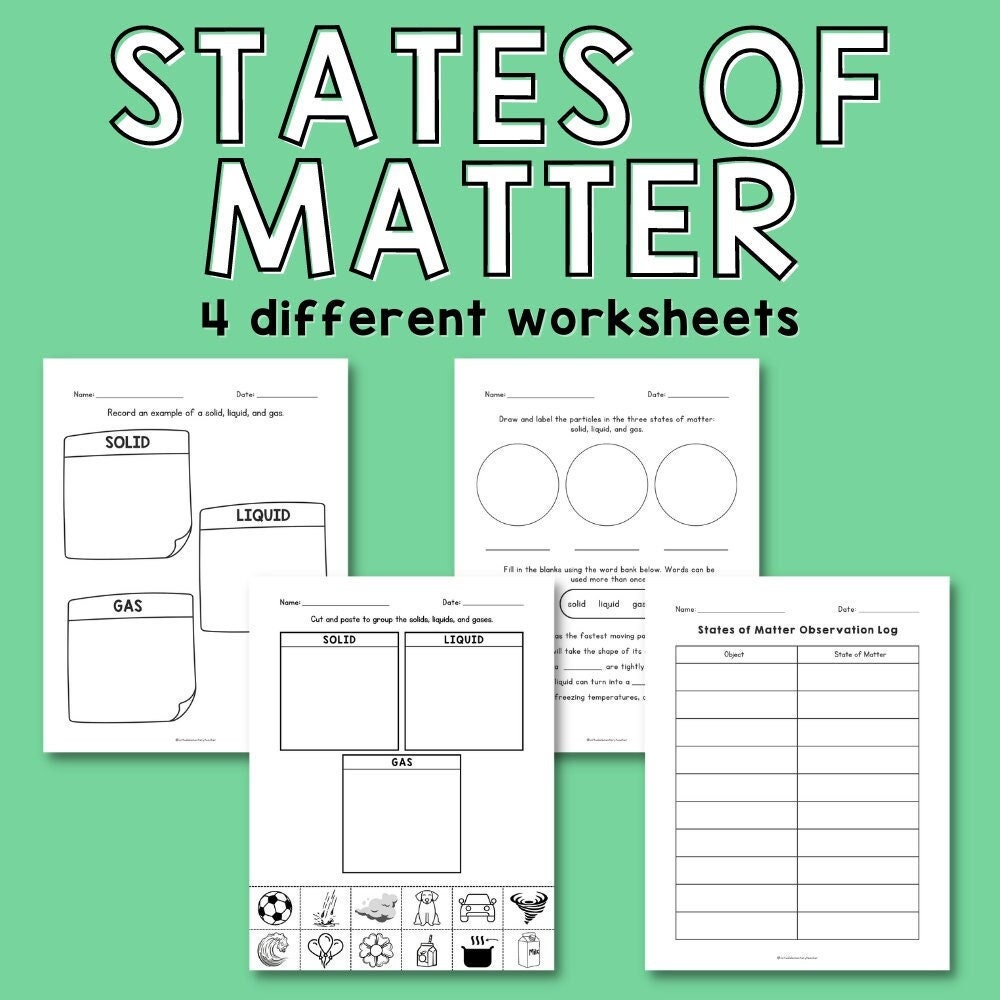 Changing States Of Matter Worksheet
