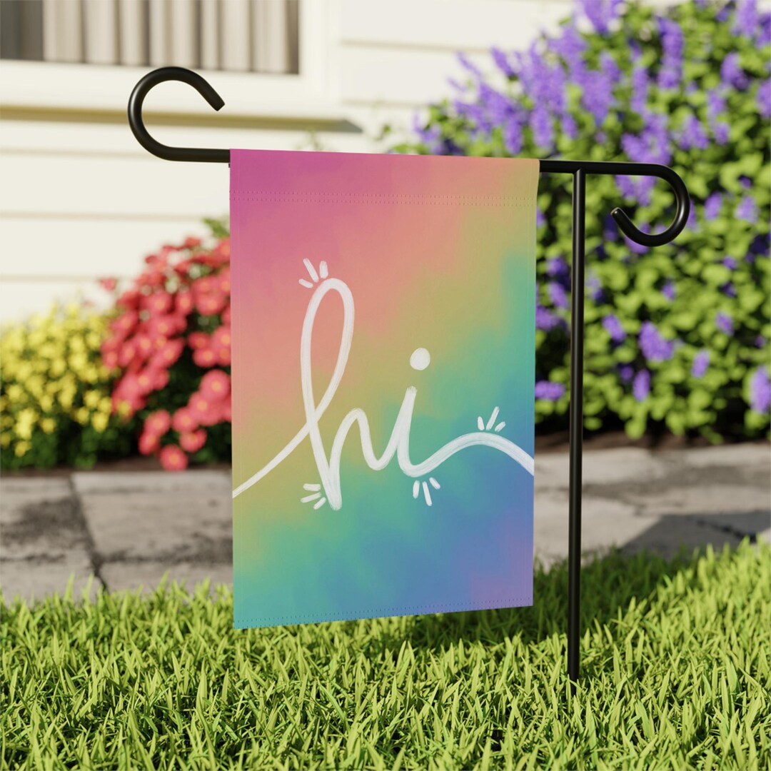 Pastel Spring Garden Flag, Welcome Garden Flag, Rainbow Garden Flag ...