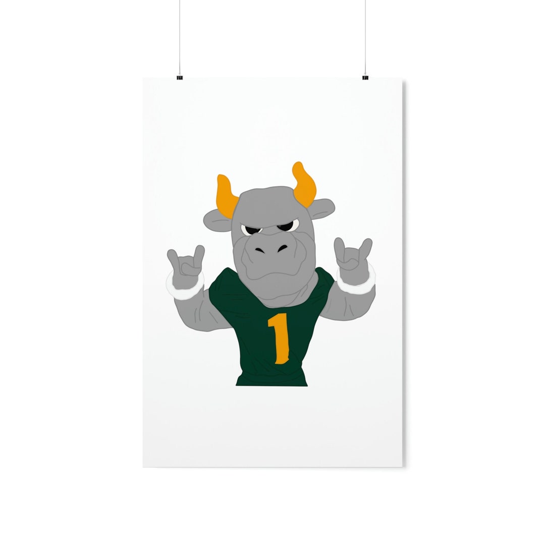 USF Mascot Art Print Poster USF Bulls Art Print Premium Matte Vertical ...
