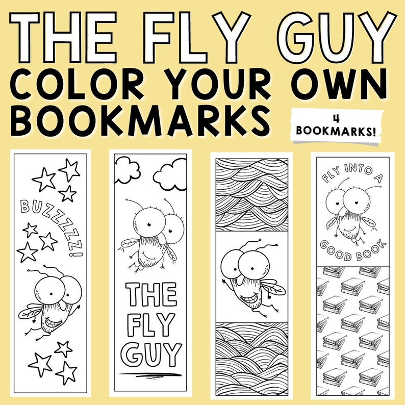 Fly Guy Color Your Own Bookmark Printable Bookmarks Coloring - Etsy