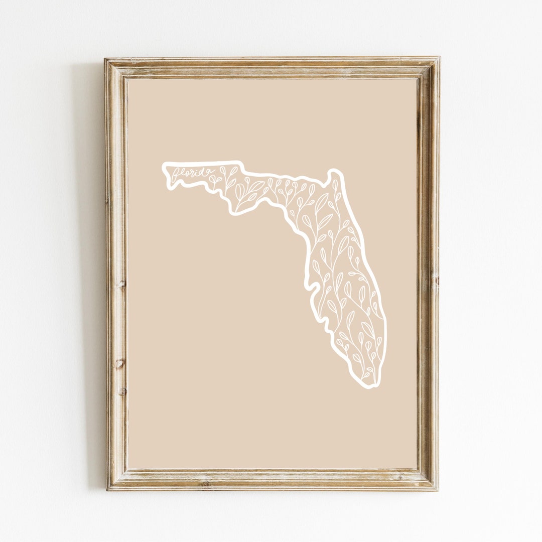 Florida Art Print Cute Florida Artwork FL Art Florida Print Floral ...