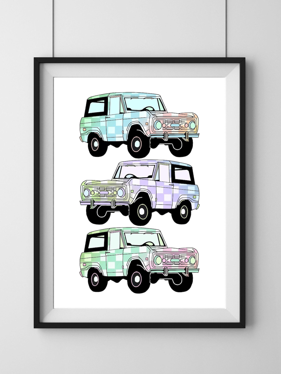 Vintage Ford Bronco Art Retro Pastel Ford Bronco Print Ford Bronco ...