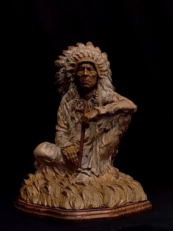 Native Chieff Sculpture Sculpture of an Native Chief | Etsy
