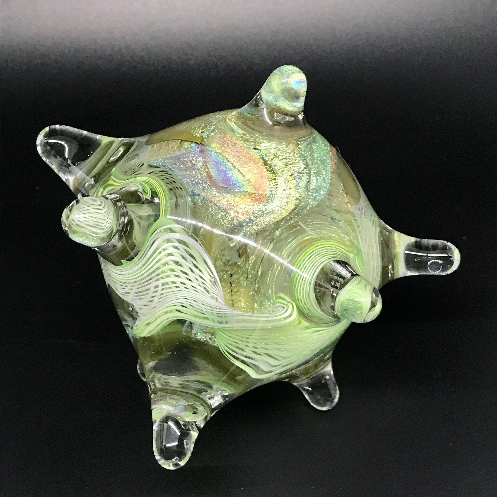 Glass Meteor Sculpture by Deonandrob. Modern Paperweight. in Glittery ...