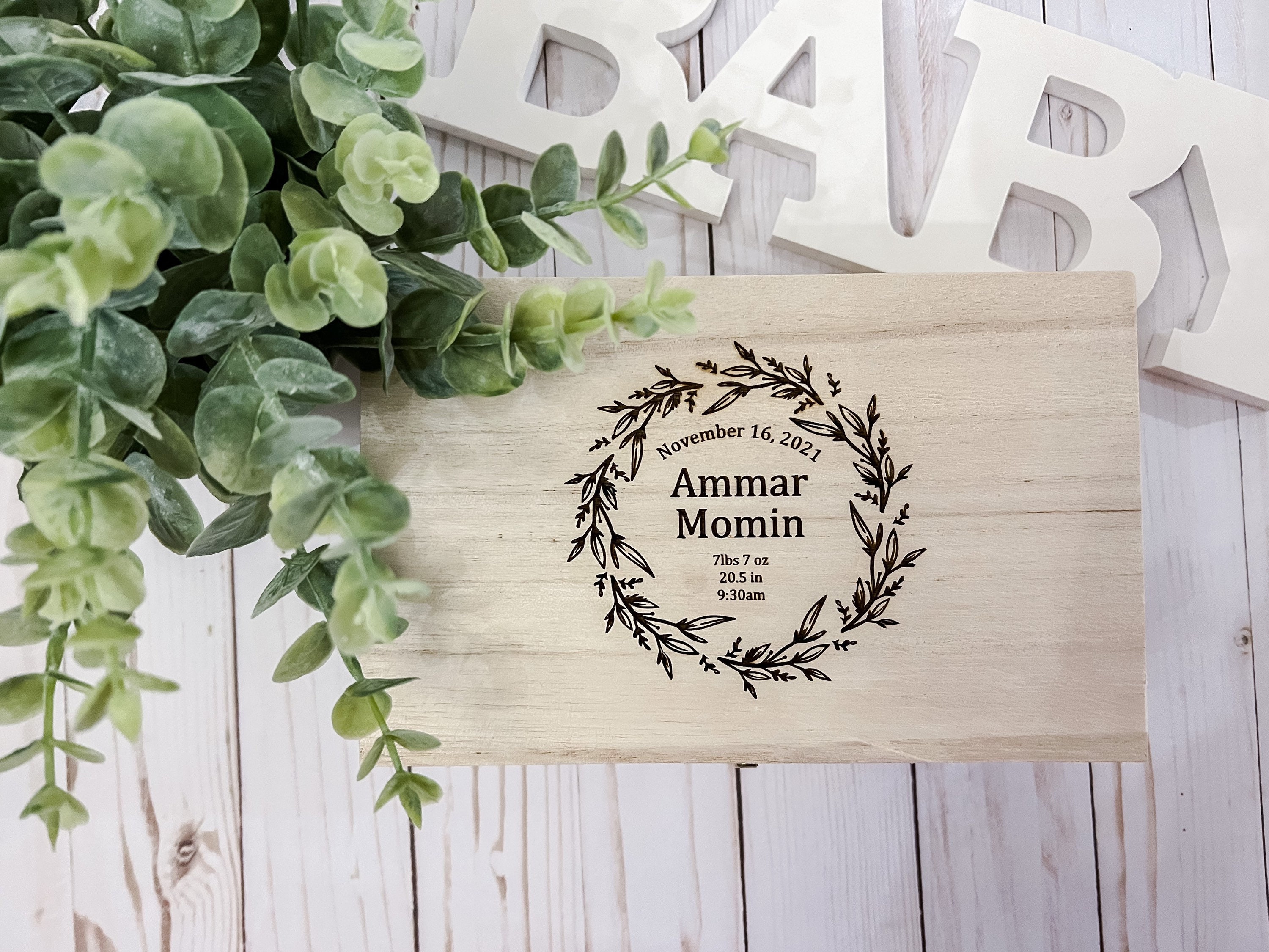Personalized Engraved Wooden Memory Box | Wooden Keepsake Box | Newborn ...