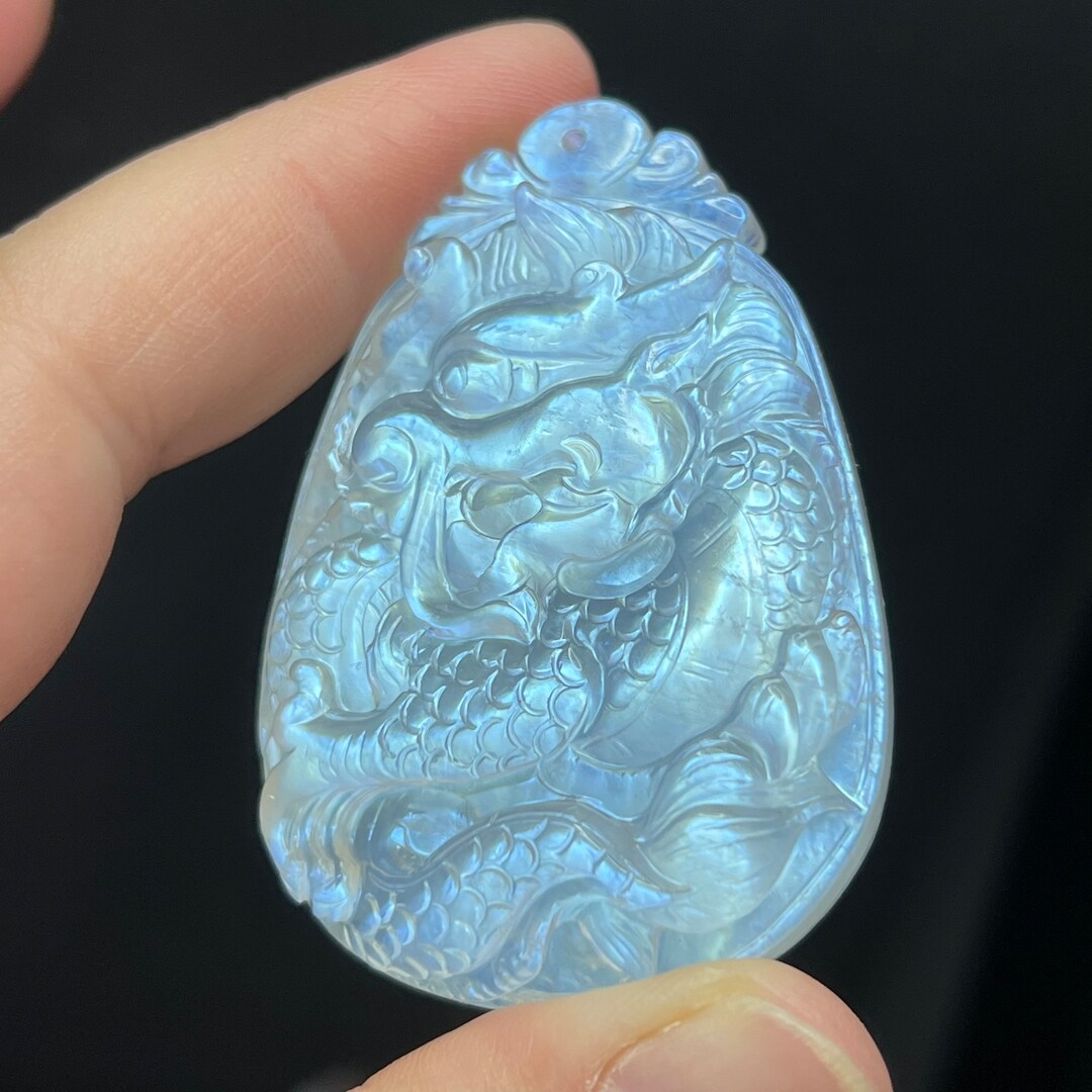 Hand Carved ,natural Moonstone, Japanese Dragon,fengshui ,healing ,pure ...