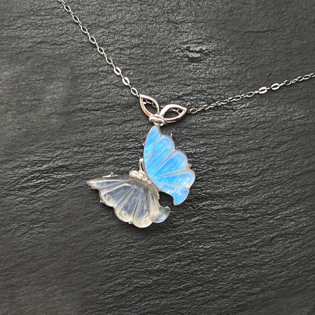 Hand Carved ,natural Moonstone, Japanese, Butterfly, Fengshui , Healing ...