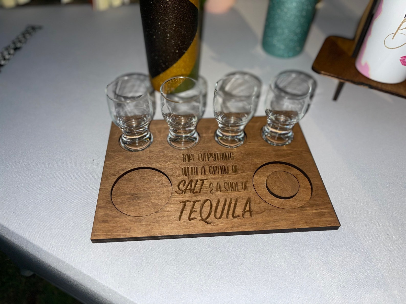 Tequila Flight Tray Party Gift Taco Tuesday Wood - Etsy