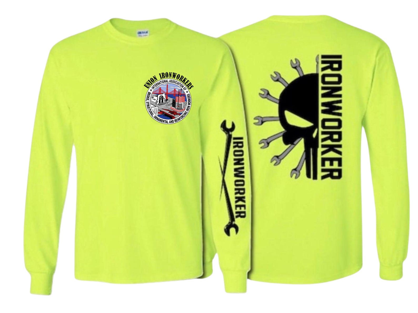 IRONWORKER SPUD WRENCH Skull Shirt - 100% Polyester - Hi Vis Colors - Etsy
