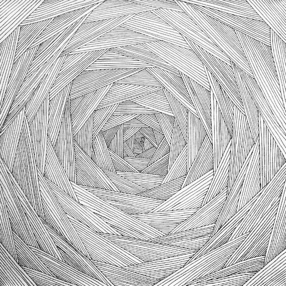 Hand Drawn Linear Spiral Abstract Art | Etsy