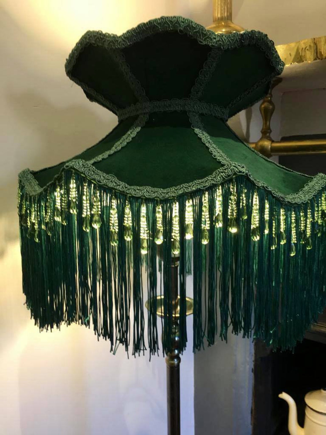 Victorian style Lampshade Crown Green Velvet Beaded | Etsy Victorian style Lampshade Crown Green Velvet Beaded | Etsy