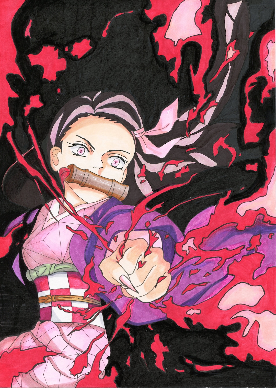 ORIGINAL Artwork of Nesuko Kamado Demon Slayer Anime Poster - Etsy