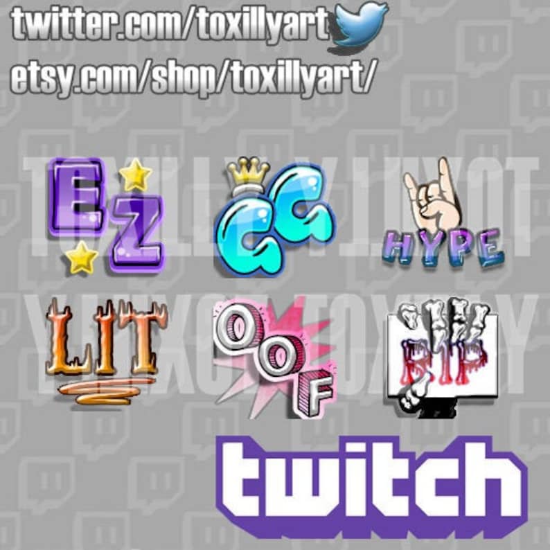 6 X Twitch Text Emotes | Cheer Bagdes - Etsy