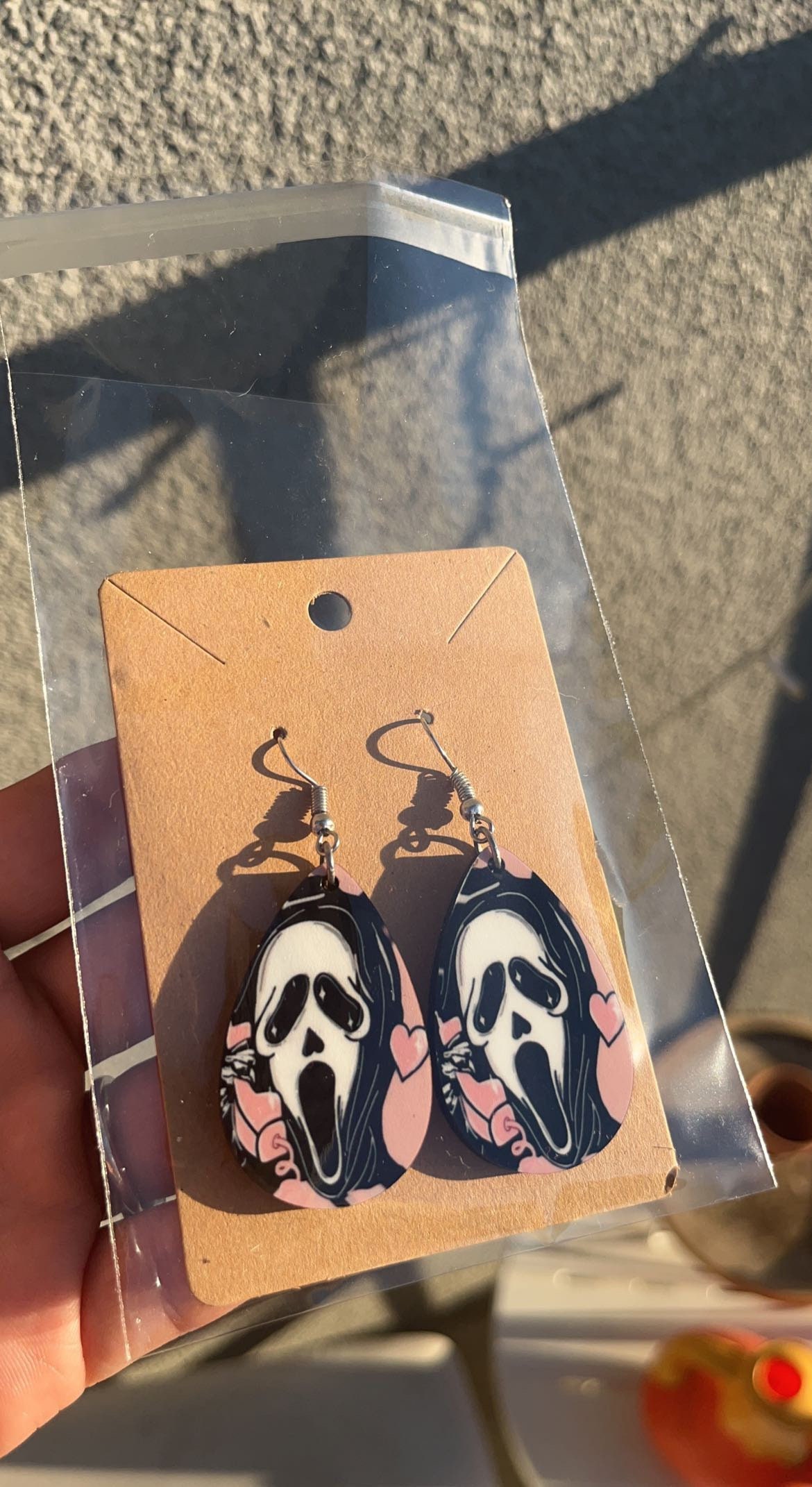 Pink Ghostface Heart Teardrop Earrings - Etsy