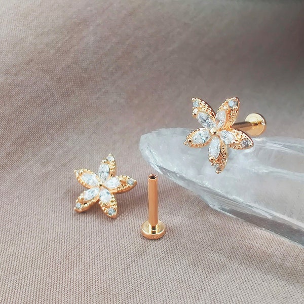 Flower Cartilage Earring - Etsy