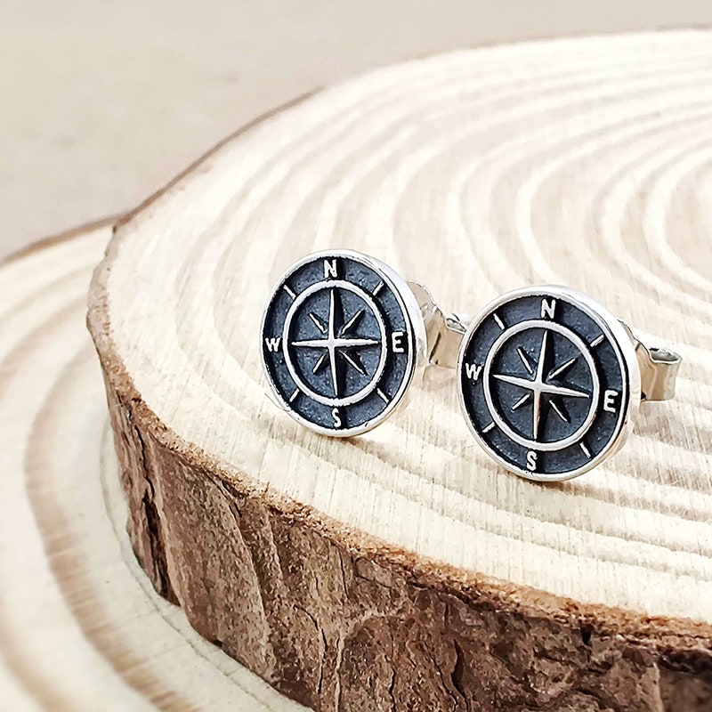 Compass Earring Mens - Etsy