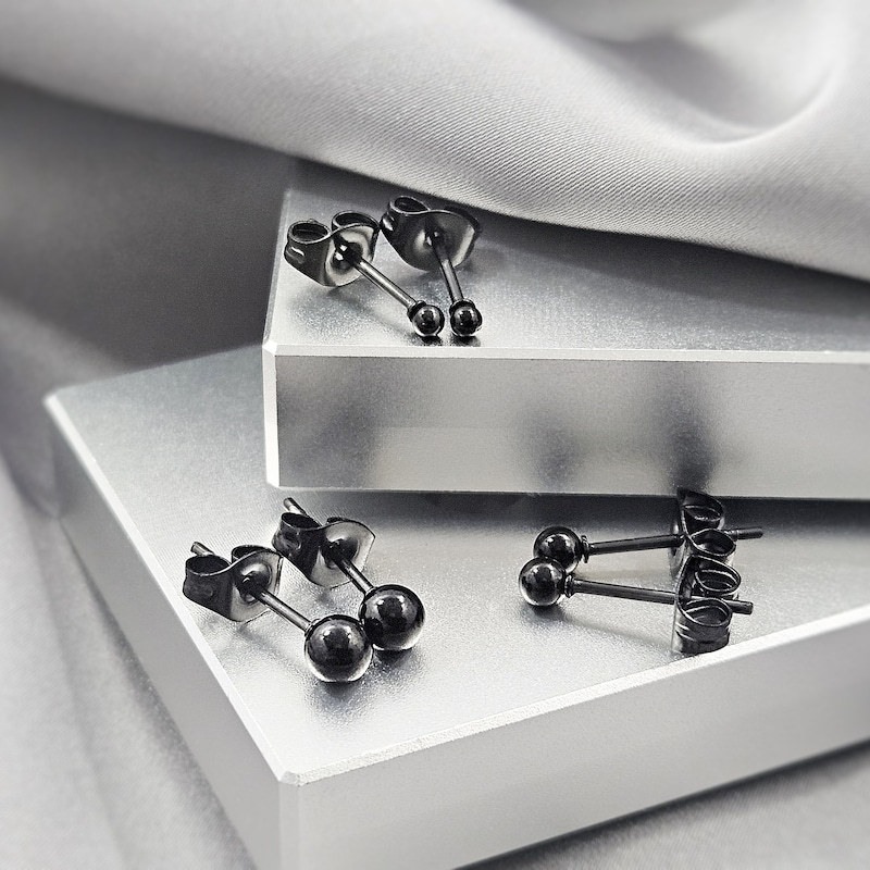 Black Stud Earrings - Etsy