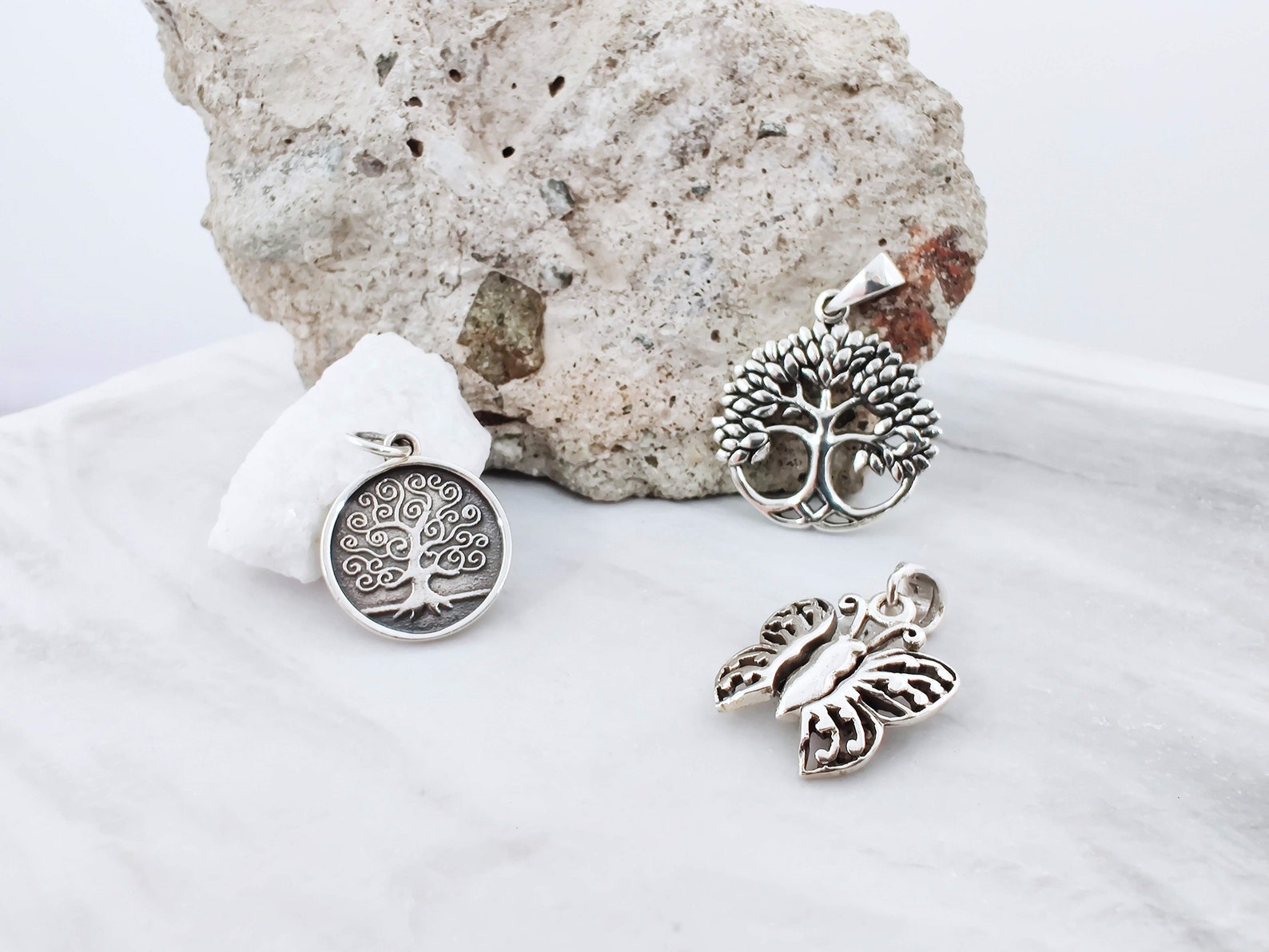 Double Sided Tree of Life Silver Pendant Necklace Family Tree - Etsy